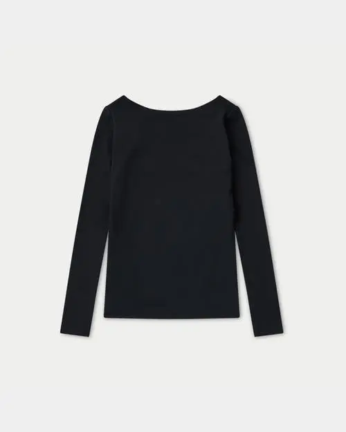 HERA Dual Wear Long Sleeve Scoop Neck Top - Black