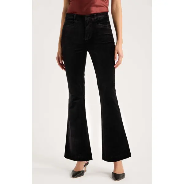 Paige Laurel Canyon High Waist Flare Jeans - Black Overdye
