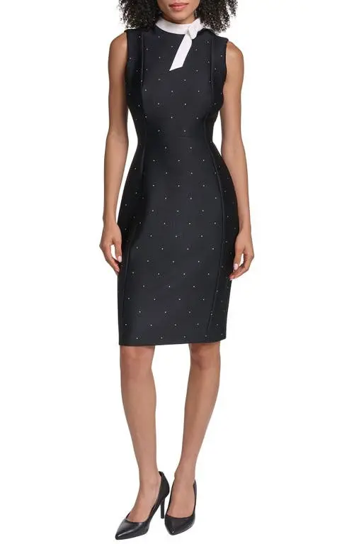 Karl Lagerfeld Paris Dot Print Scuba Sheath Dress