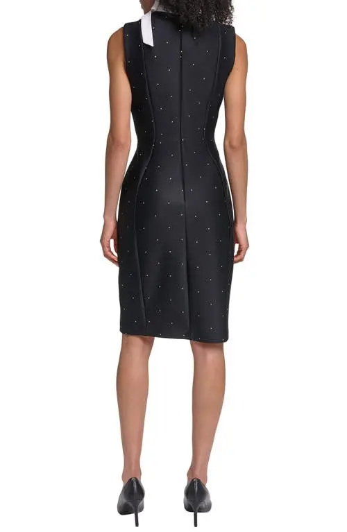 Karl Lagerfeld Paris Dot Print Scuba Sheath Dress