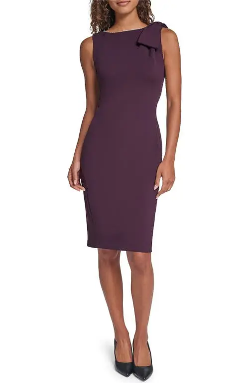 Karl Lagerfeld Paris Scuba Sheath Midi Dress - Fig