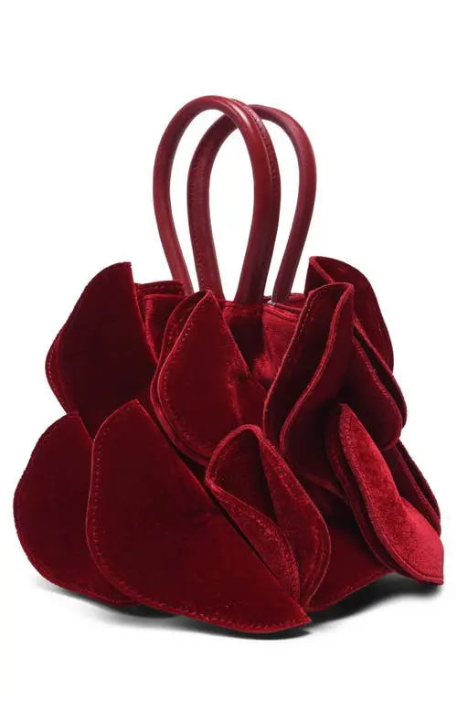 Farm Rio Velvet Flower Leather Handbag - Merlot