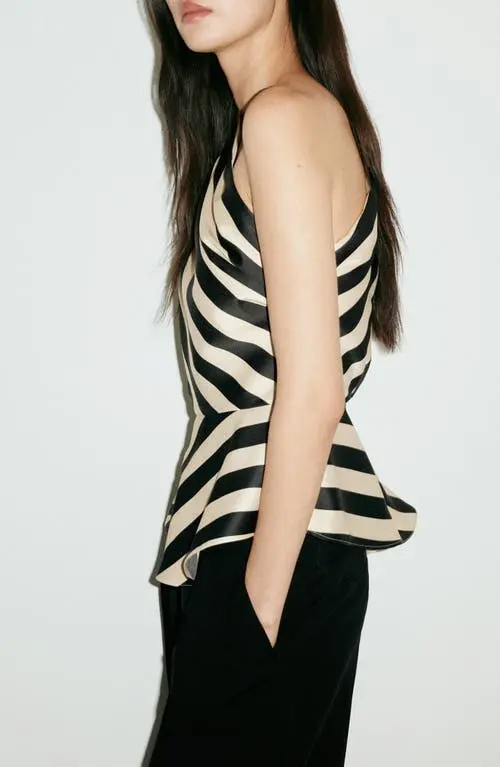 Mango Stripe One-shoulder Top
