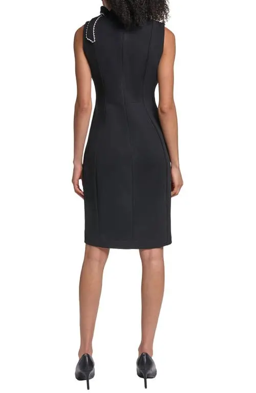 Karl Lagerfeld Paris Bow Embellished Scuba Sheath Dress