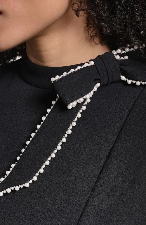 Karl Lagerfeld Paris Bow Embellished Scuba Sheath Dress