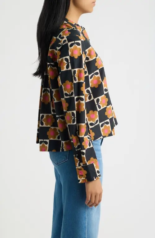 APNY Floral Cropped Shirt With Ruffle Detail