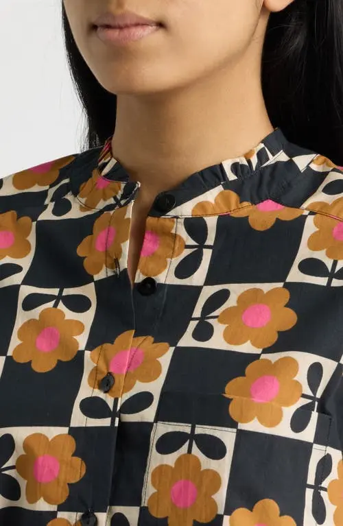 APNY Floral Cropped Shirt With Ruffle Detail