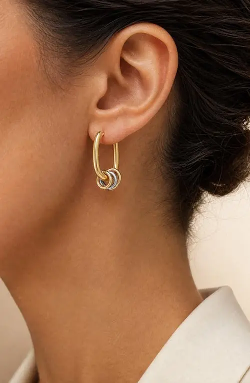 Argento Vivo Chloe Two-tone Oval Huggie Hoop Earrings