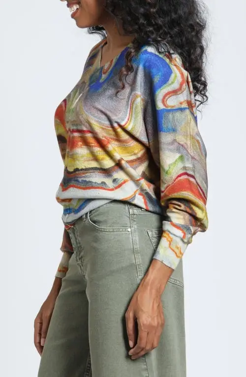 APNY Marbleized Earth V-neck Sweater