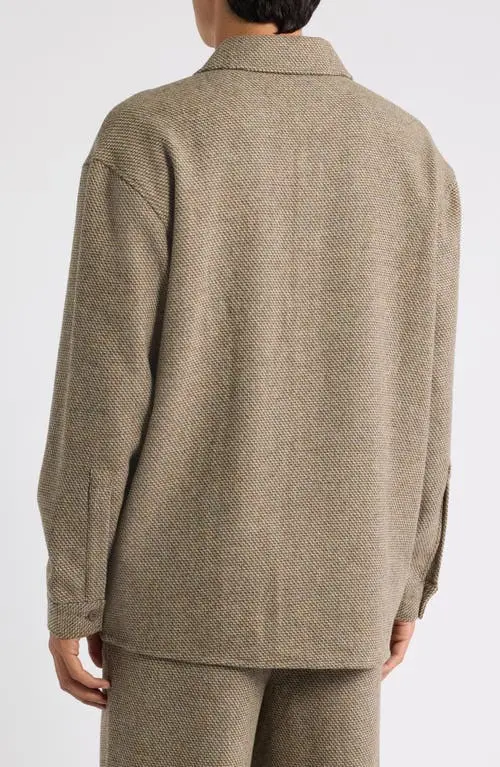 KROST Chevron Print Wool-blend Button-up Shirt