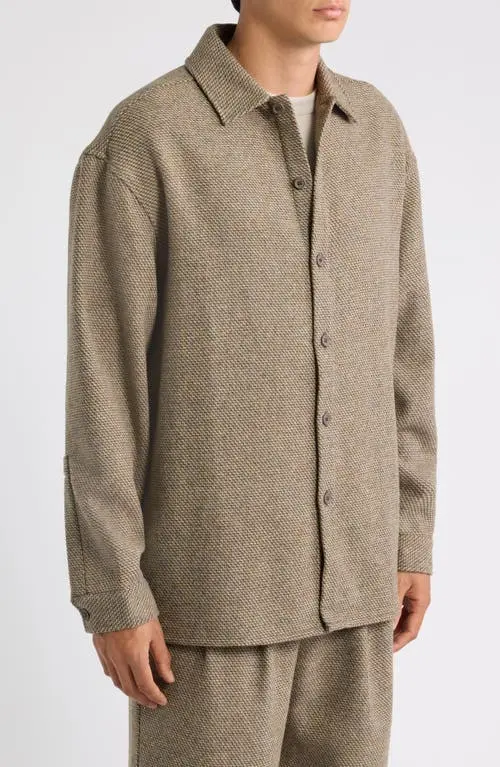 KROST Chevron Print Wool-blend Button-up Shirt
