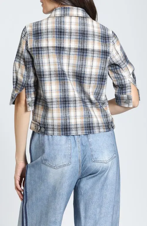 APNY Check Cropped Jacket With Elbow Sleeves