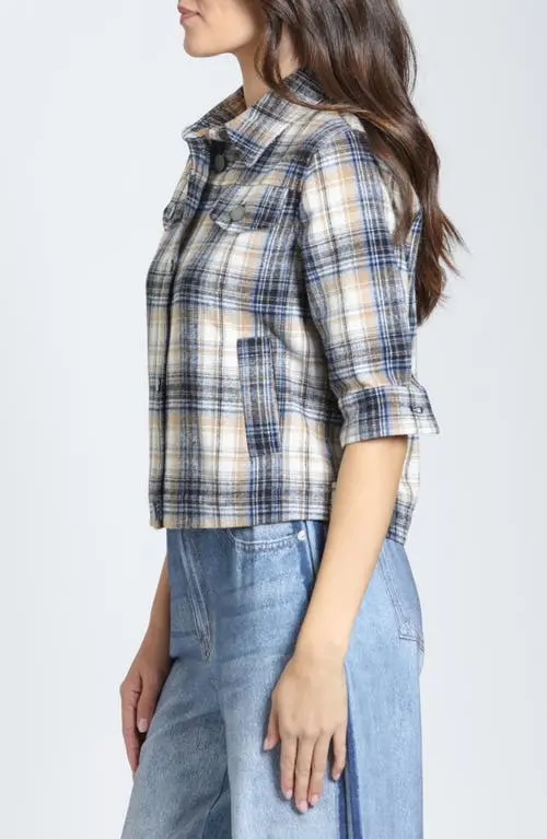 APNY Check Cropped Jacket With Elbow Sleeves