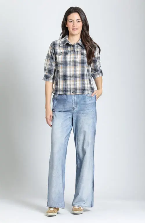 APNY Check Cropped Jacket With Elbow Sleeves