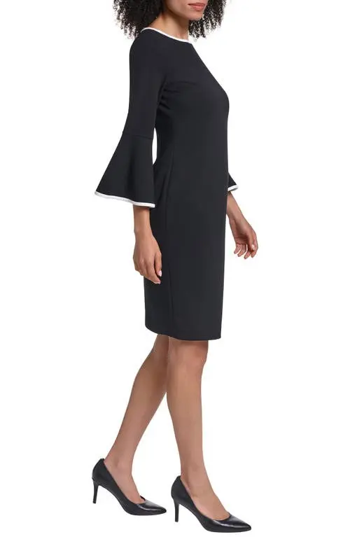 Karl Lagerfeld Paris Flare Sleeve Scuba Sheath Dress