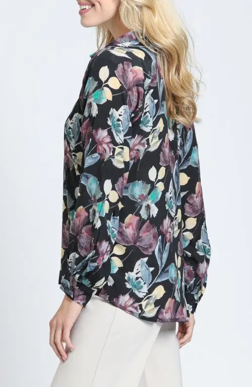 APNY Floral Half-placket Pullover Top
