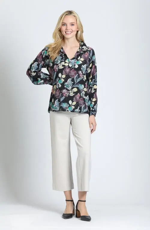 APNY Floral Half-placket Pullover Top
