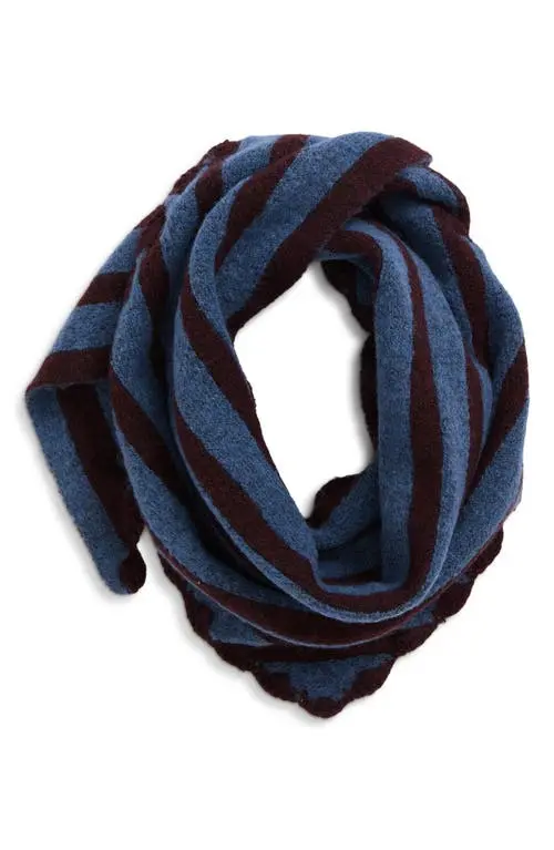 Treasure & Bond Scallop Trim Knit Triangle Scarf - Blue Stripe