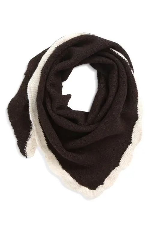 Treasure & Bond Scallop Trim Knit Triangle Scarf - Brown