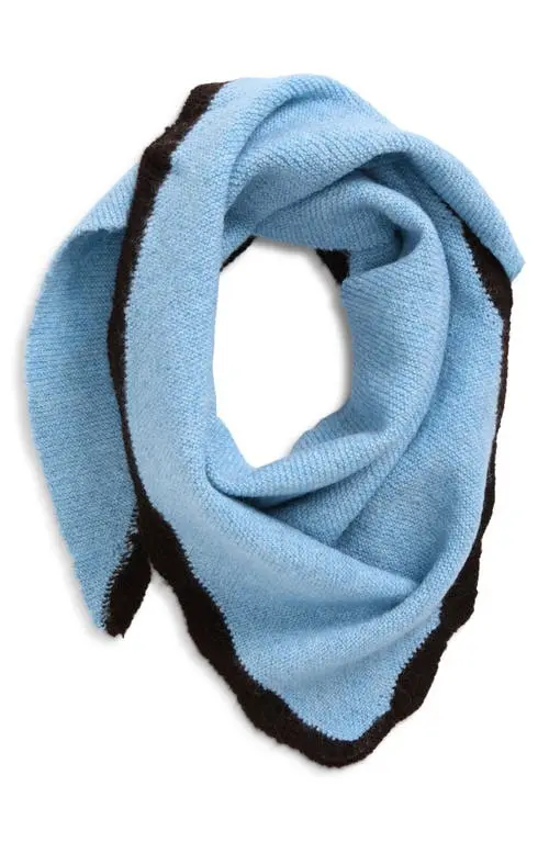 Treasure & Bond Scallop Trim Knit Triangle Scarf - Light Blue