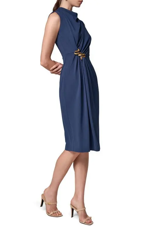 Donna Karan New York Sleeveless Drape Jersey Midi Sheath Dress
