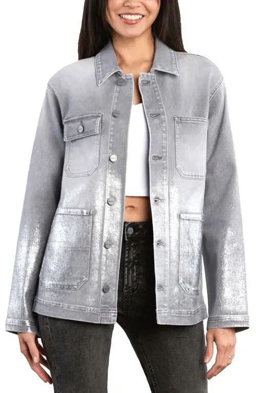 HINT OF BLU Metallic Dip Denim Barn Jacket - Shark
