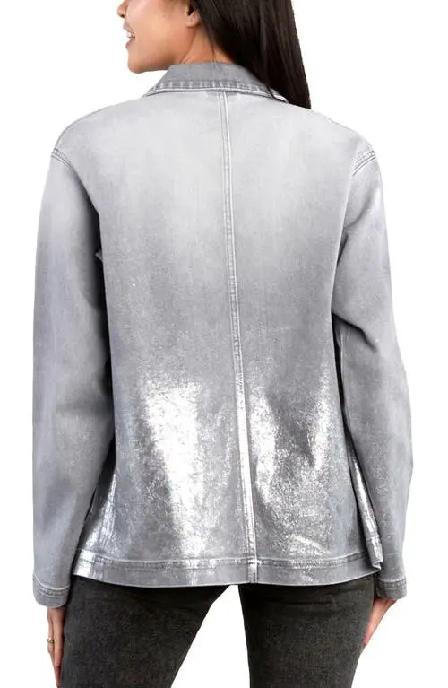 HINT OF BLU Metallic Dip Denim Barn Jacket