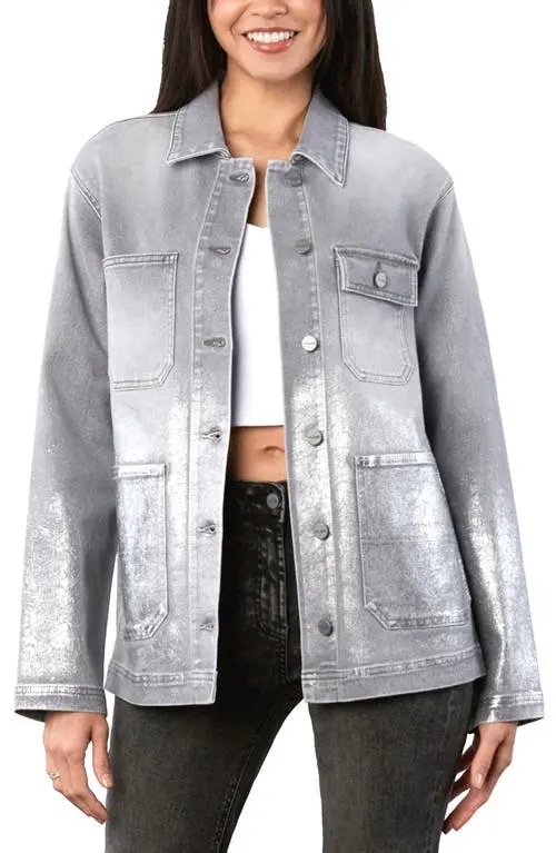 HINT OF BLU Metallic Dip Denim Barn Jacket - Shark