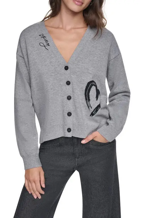 Dkny Heart Brushstroke Cardigan - Feather Ht