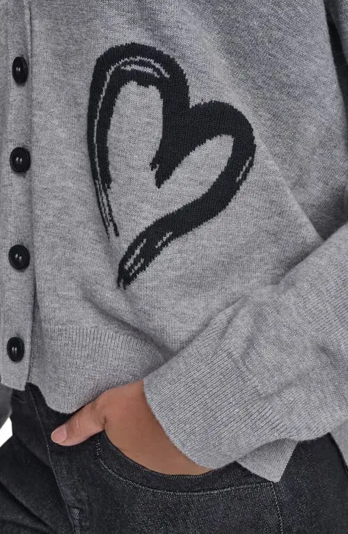 Dkny Heart Brushstroke Cardigan - Feather Ht