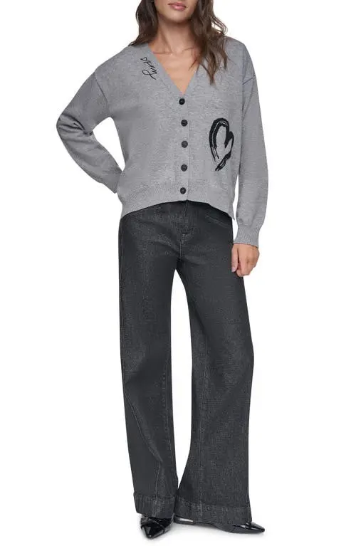 Dkny Heart Brushstroke Cardigan - Feather Ht