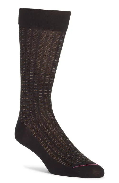 Pantherella Mason Geo Pattern Cotton Blend Dress Socks - Black 02