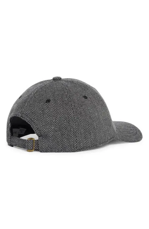 Clare V. Embroidered Cashmere & Wool Herringbone Adjustable Baseball Cap