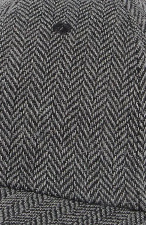 Clare V. Embroidered Cashmere & Wool Herringbone Adjustable Baseball Cap