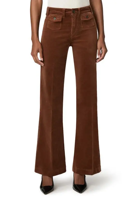 Paige Leenah Corduroy High Waist Wide Leg Jeans - Maple Brown
