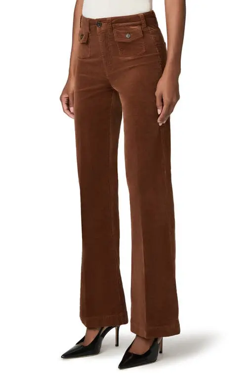 Paige Leenah Corduroy High Waist Wide Leg Jeans - Maple Brown