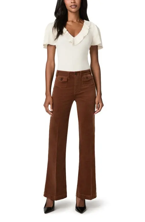 Paige Leenah Corduroy High Waist Wide Leg Jeans - Maple Brown