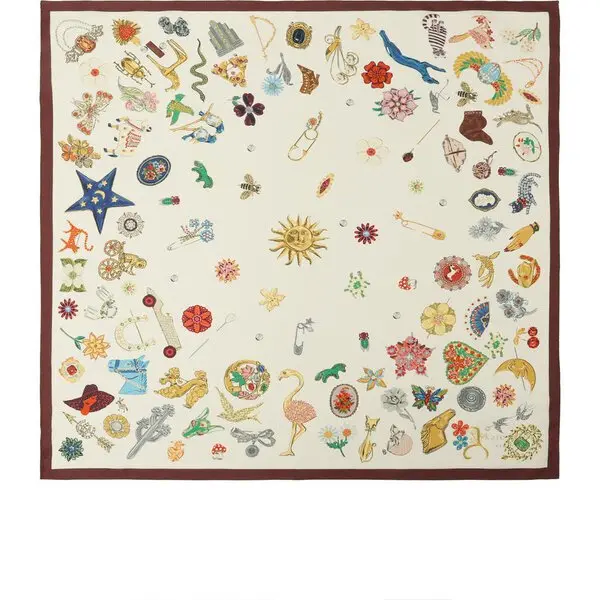 Kate Spade New York Brooch Collection Silk Bandana Scarf