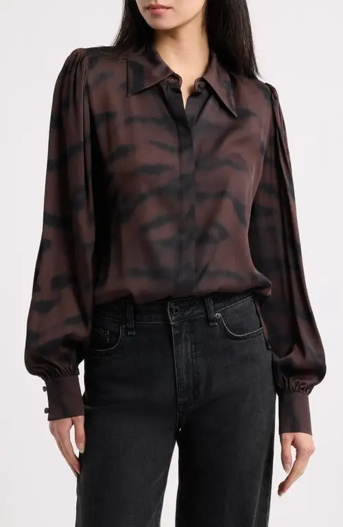 Kobi Halperin Davis Tie Dye Print Stretch Silk Georgette Button-up Shirt - Briar Multi