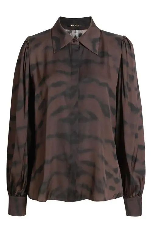 Kobi Halperin Davis Tie Dye Print Stretch Silk Georgette Button-up Shirt - Briar Multi