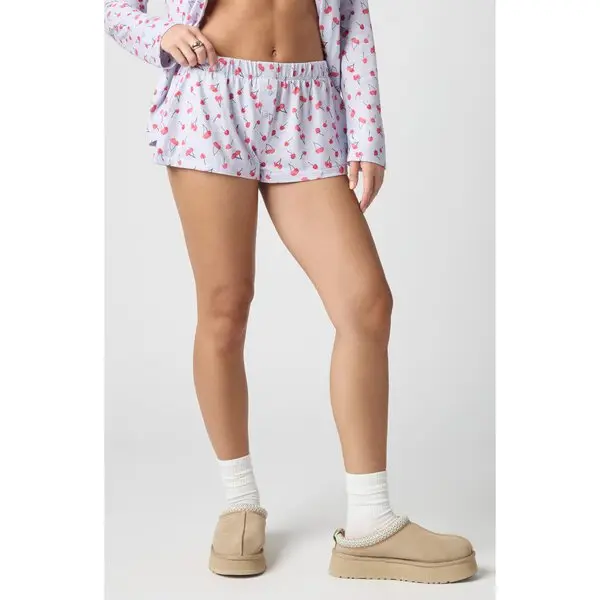 FLORENCE BY MILLS Pillowsoft Sleep Shorts - Cherry Hal Blue