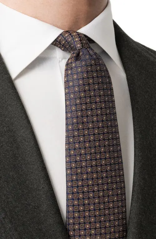 Eton Medallion Woven Silk Tie - Light Yellow