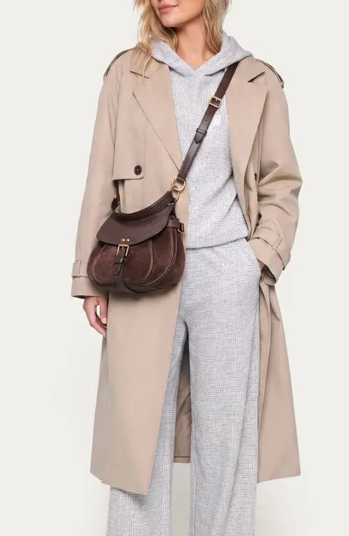 AIMEE Dash Convertible Leather Crossbody Bag - Fudge Suede