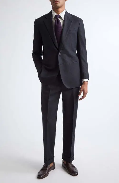 J. MUESER Waverly Pinstripe Virgin Wool Suit - Navy