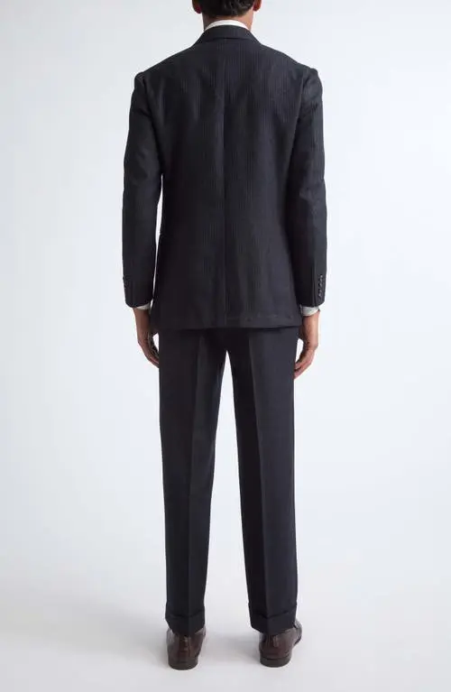J. MUESER Waverly Pinstripe Virgin Wool Suit - Navy