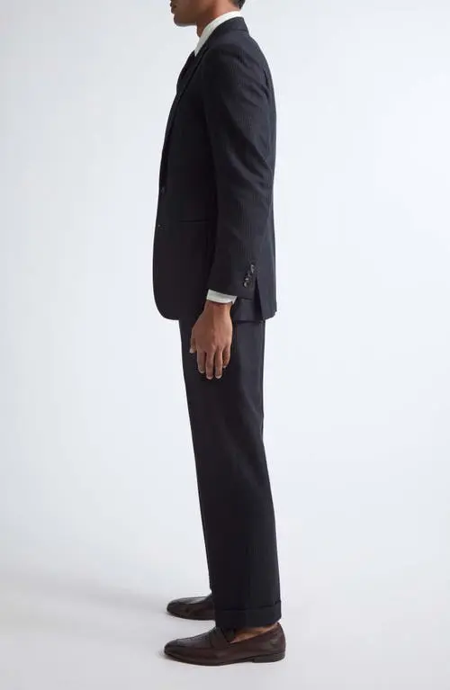 J. MUESER Waverly Pinstripe Virgin Wool Suit - Navy