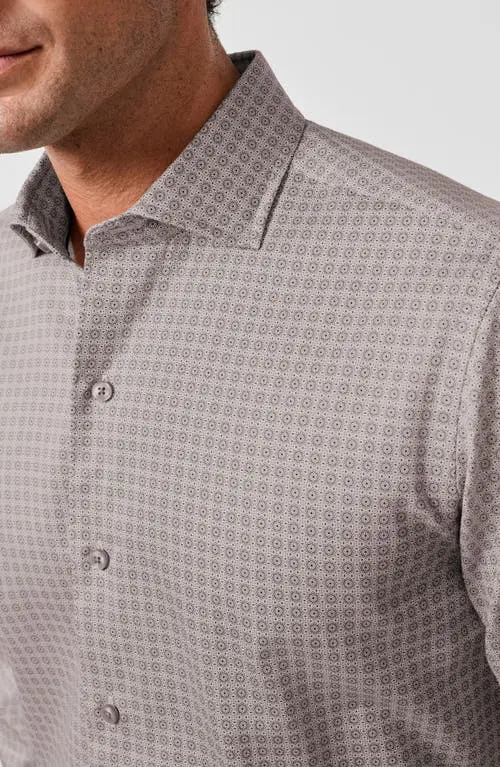 David Donahue Geometric Long Sleeve Button Up Shirt