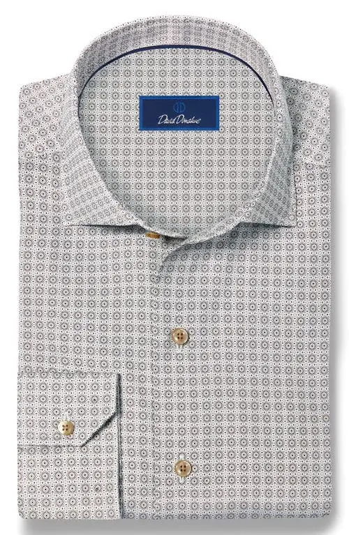 David Donahue Geometric Long Sleeve Button Up Shirt