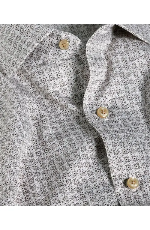 David Donahue Geometric Long Sleeve Button Up Shirt