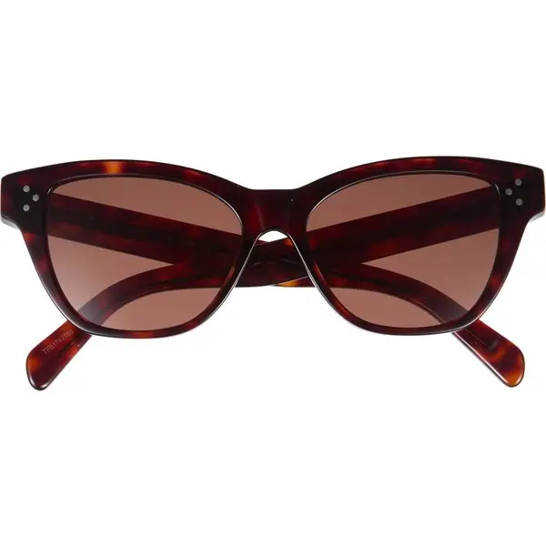 Celine 3 Dots 51mm Rectangular Sunglasses - Dark Havana/brown